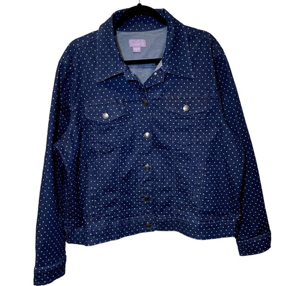 Laura Scott | Jackets & Coats | Laura Scott Polka Dot Denim Jacket Size ...